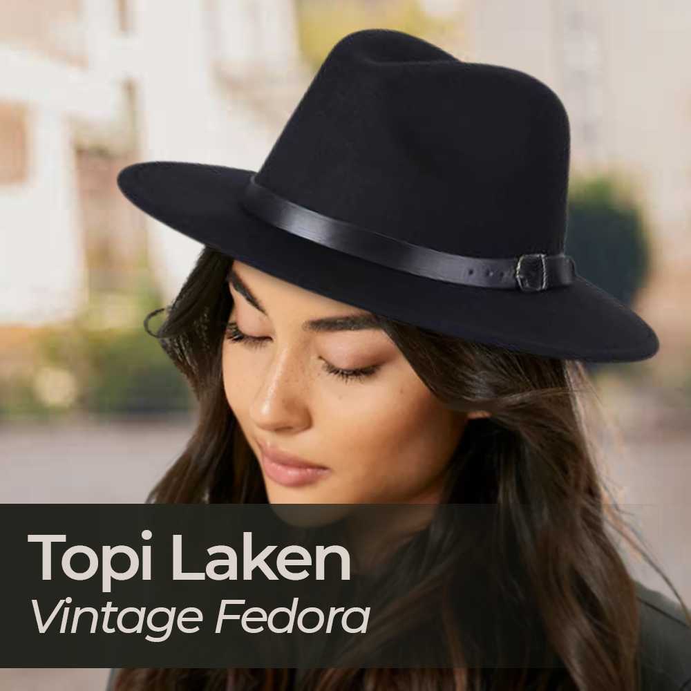 Jual JIANGXIHUITIAN Topi Fedora Panama Laken Hat Jazz Classic