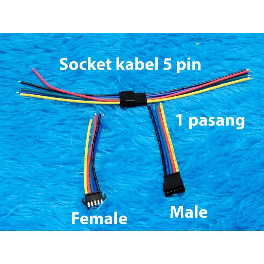 Jual Socket kabel 5 pin ( male + female ) 21cm - sambungan kabel