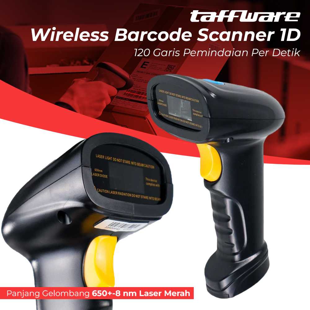 Jual Taffware Wireless Barcode Scanner Pemindai Kode Batang 1D
