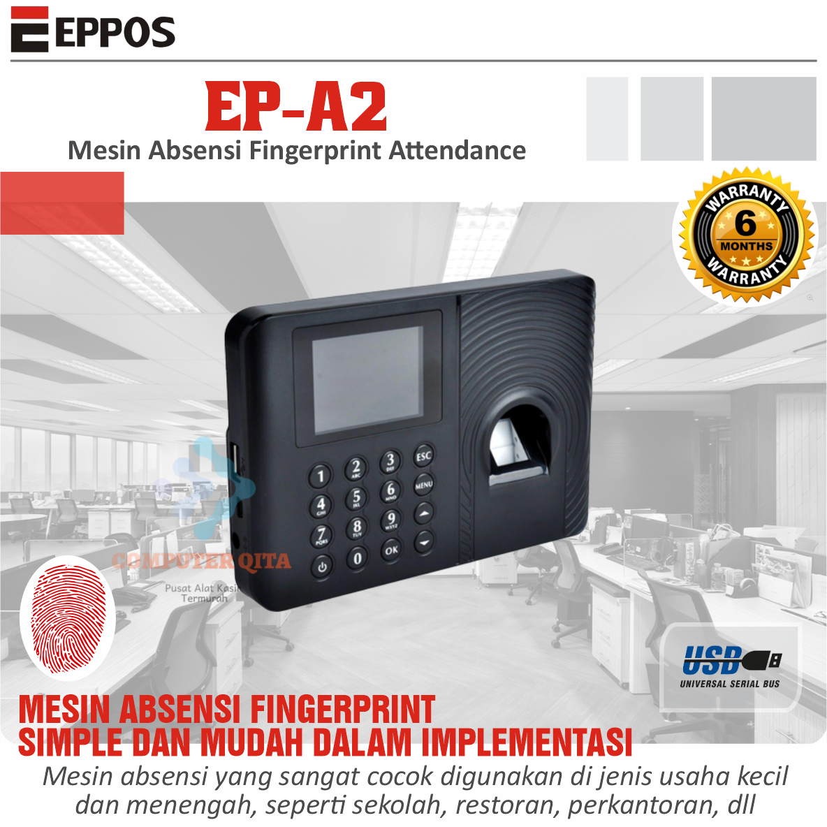 Jual MESIN ABSENSI TERMURAH BERKUALILTAS A2 EPPOS KAPACITAS 1000
