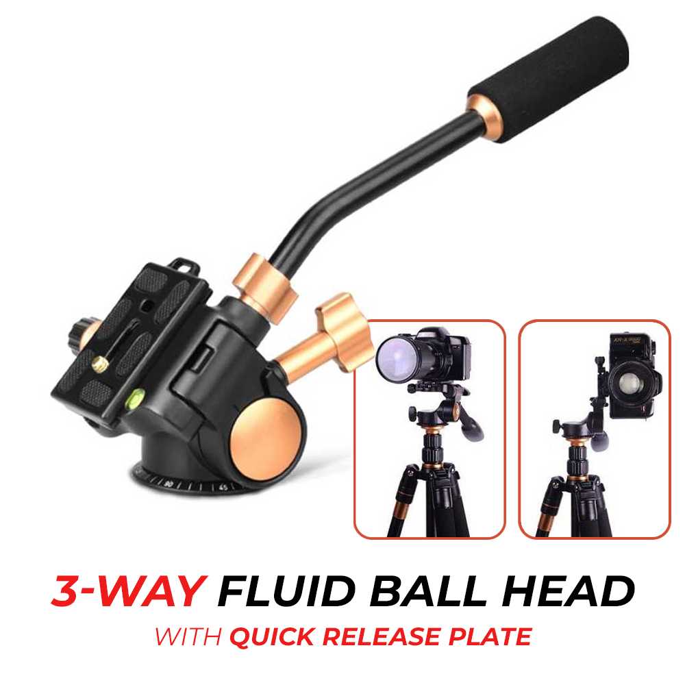 Jual QZSD Tripod 3-Way Fluid Ball Head Quick Release Plate DSLR