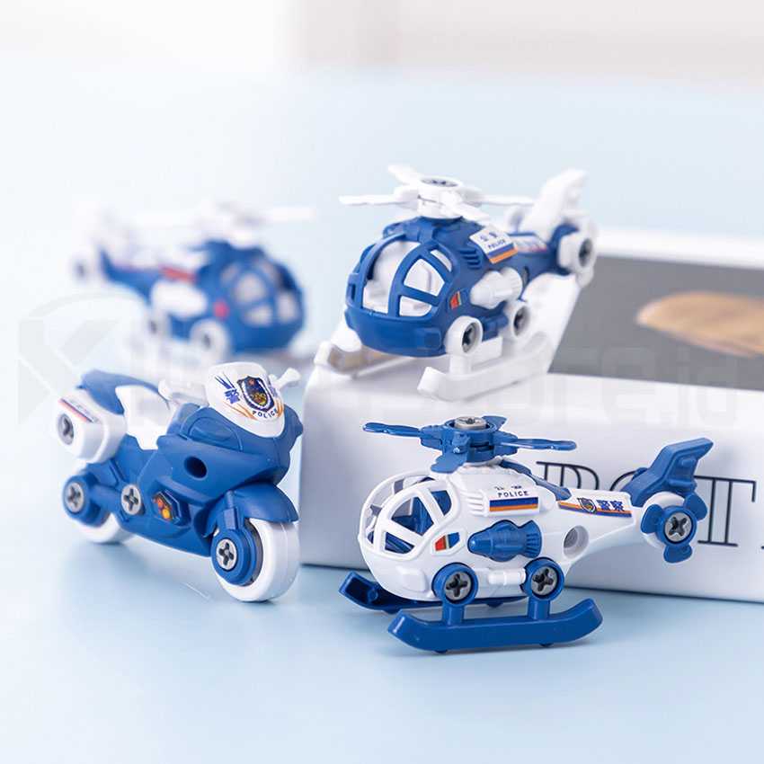 Jual Mainan Rakit Motor Helikopter Polisi Edukasi Toys Obeng