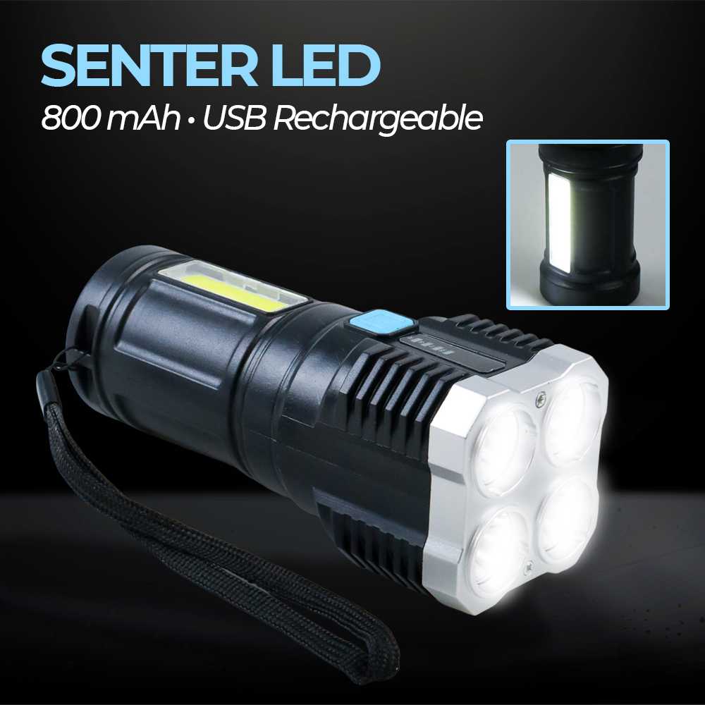 Jual ZHIYU Senter LED Flashlight USB Rechargeable 4 XPE COB