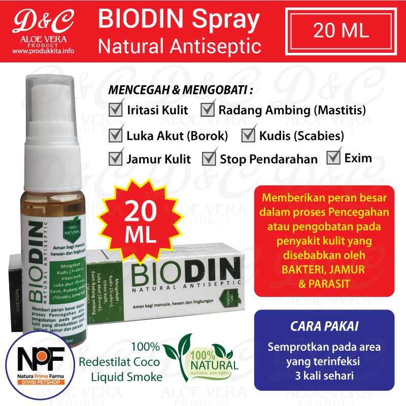 Jual Biodin Spray 20ML Obat Scabies Demodex Luka Borok Jamur