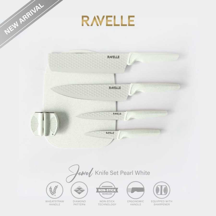 Jual Ravelle Pisau Set 6Pcs Pearl White Paling Tajam | Jakmall.com