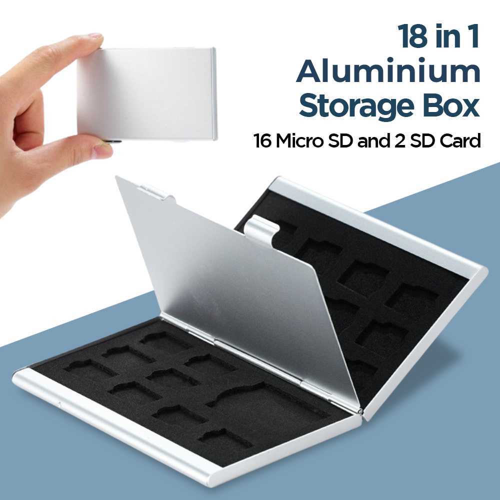 Jual Memory Card Aluminium Storage Box 18in1 16 MicroSD and 2 SD