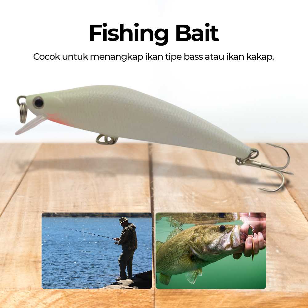 Jual FANTU Luminous Fishing Lure Minnow Kail Treble Bass Kakap