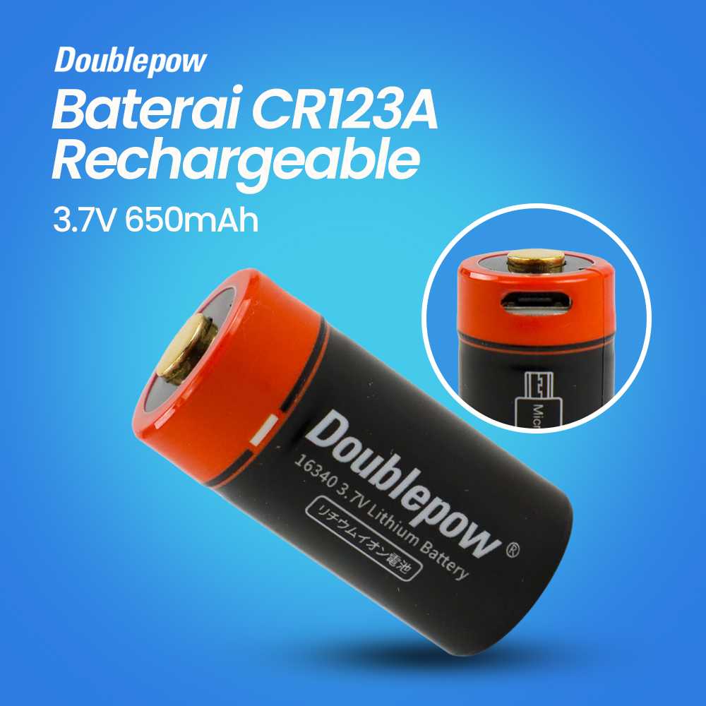 Jual Doublepow Baterai Rechargeable CR123A Li-Ion 3.7V 650mAh 1
