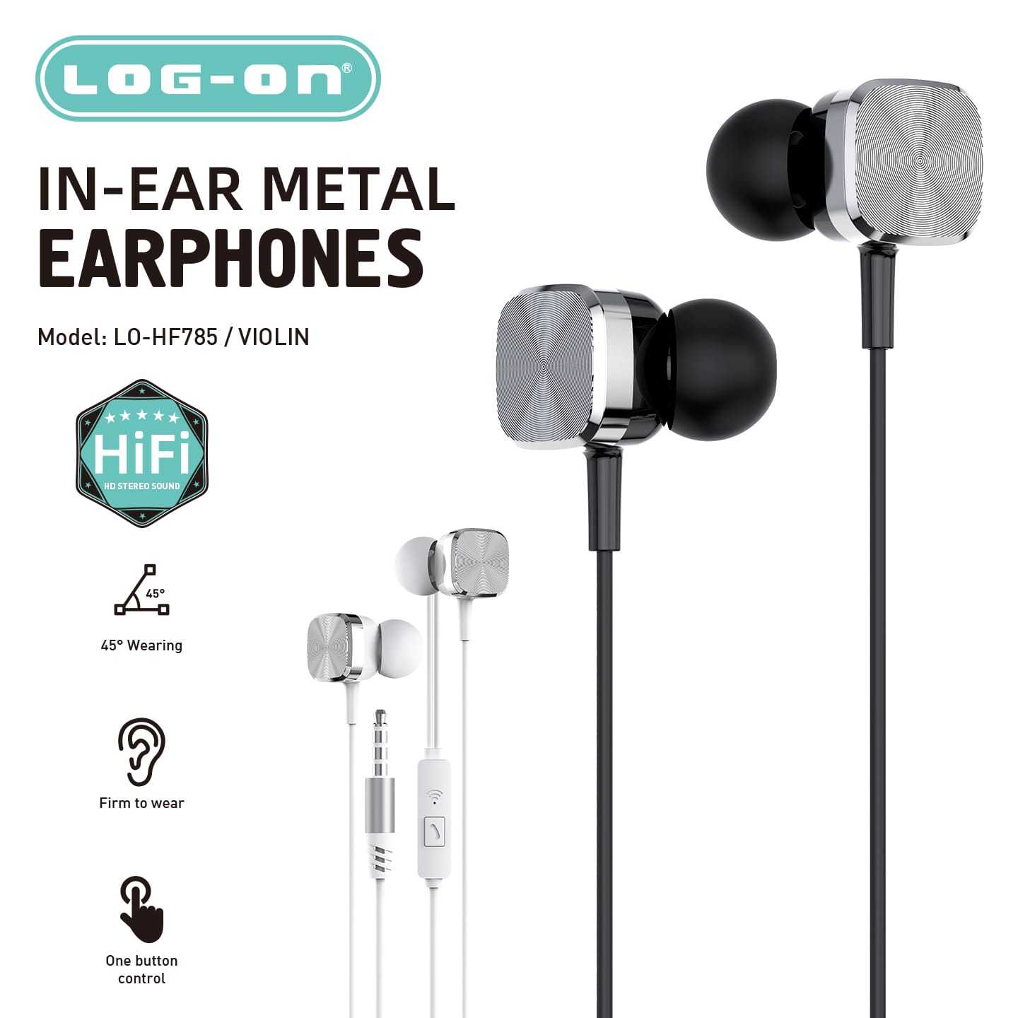 Jual LOG ON HEADSET METAL HIFI LO-HF785 VIOLIN IN EAR EARPHONES