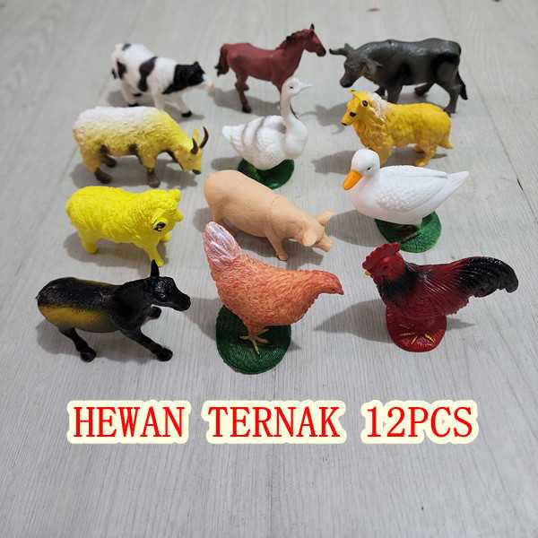 Jual MAINAN ANIMAL HEWAN TERNAK ISI 12PCS HEWAN UNGGAS AYAM SAPI