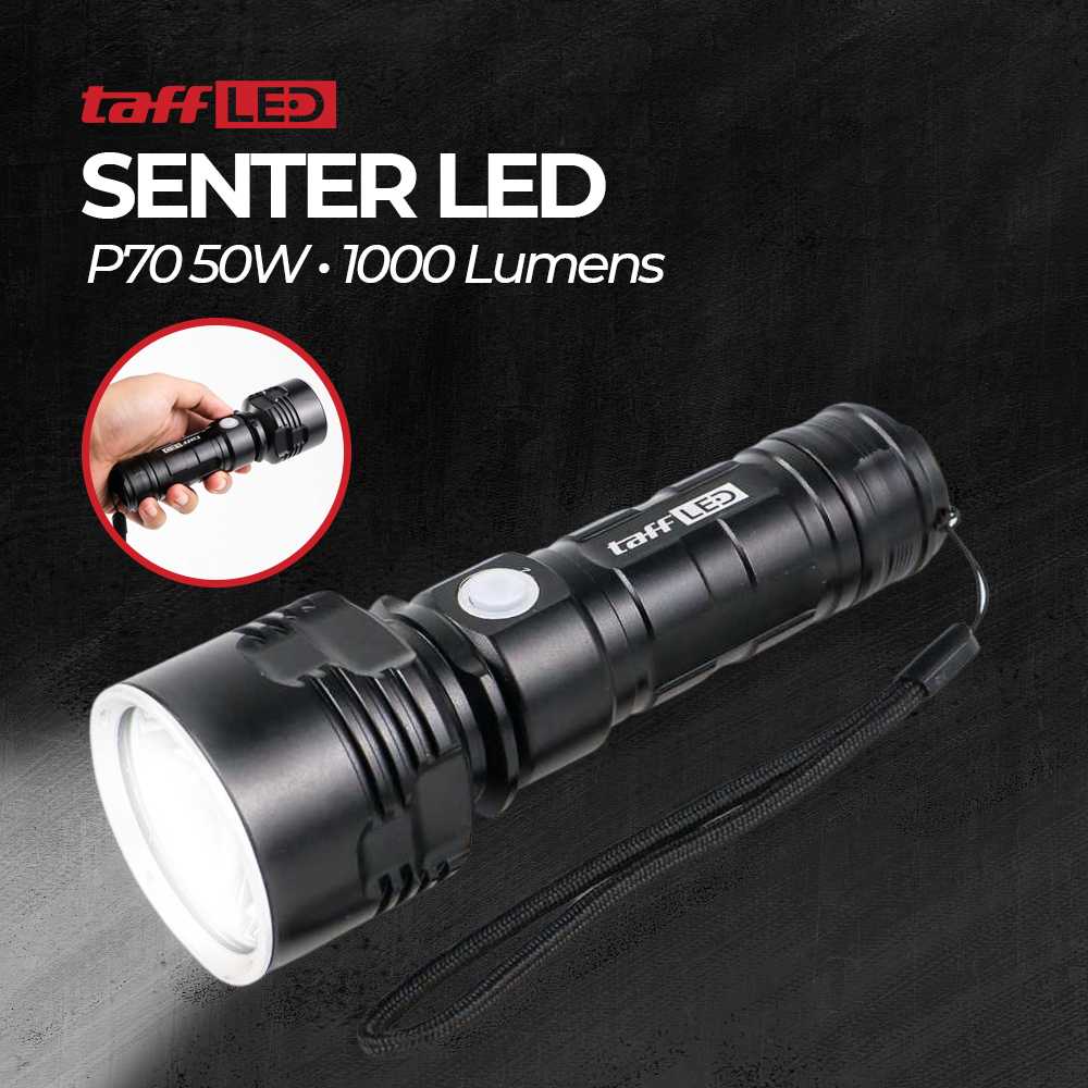 Jual TaffLED Senter LED USB Rechargeable P70 50W 1000 Lumens