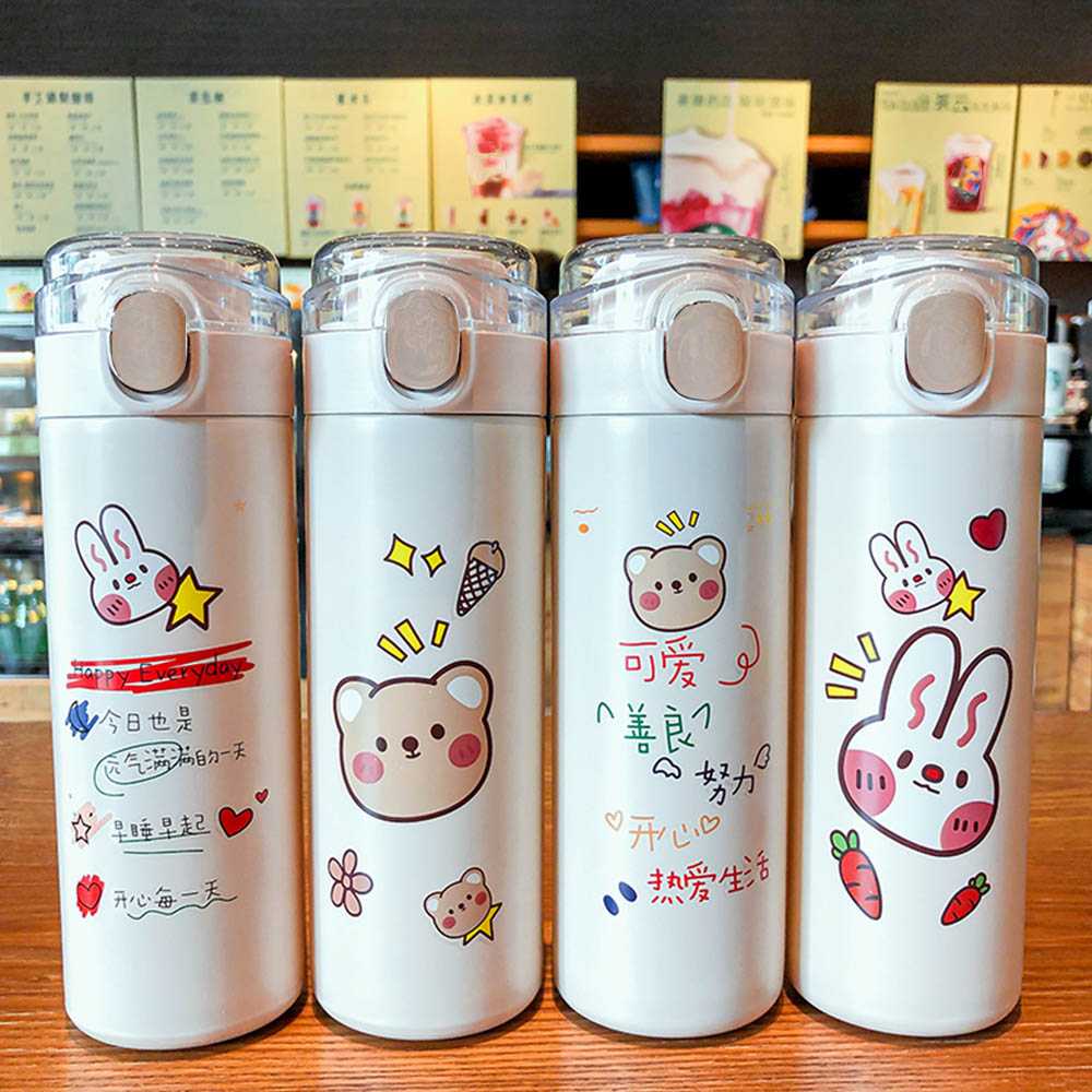 Jual Botol Minum Kaca Aesthetic Korean Style Model Karakter Lucu