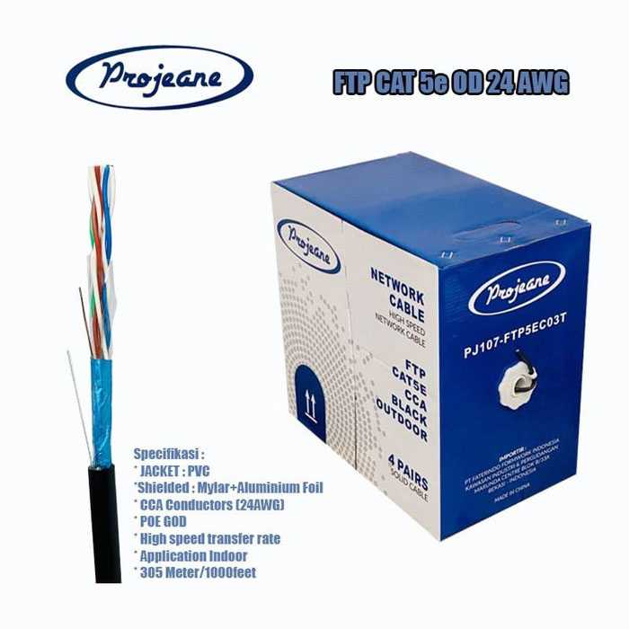 Jual Projeane Network Cable FTP Cat5e Kabel LAN CCA Outdoor
