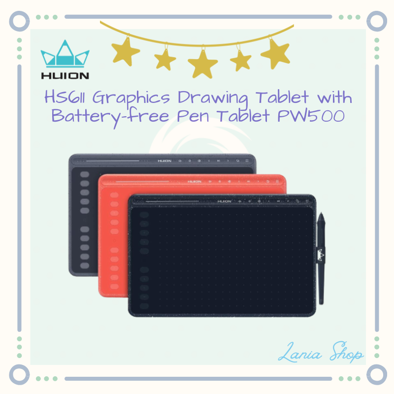 Jual HUION HS611 Graphics Drawing Tablet with Battery-free Pen