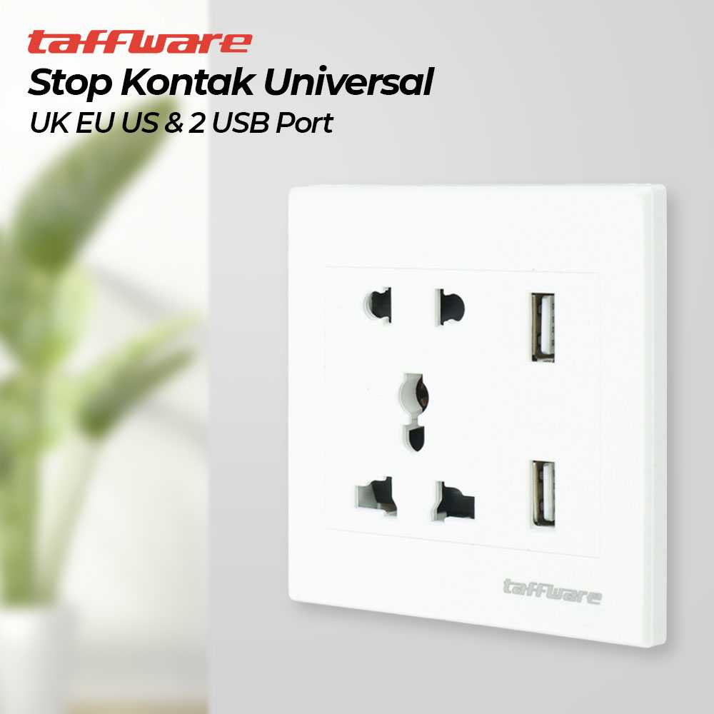 Jual Taffware Stop Kontak Dinding Universal UK EU US dan 2 USB