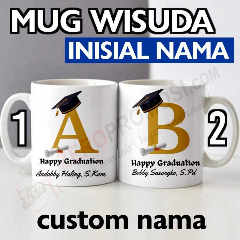 Jual Kado Mug Wisuda Inisial Nama - Hadiah Mug Graduation