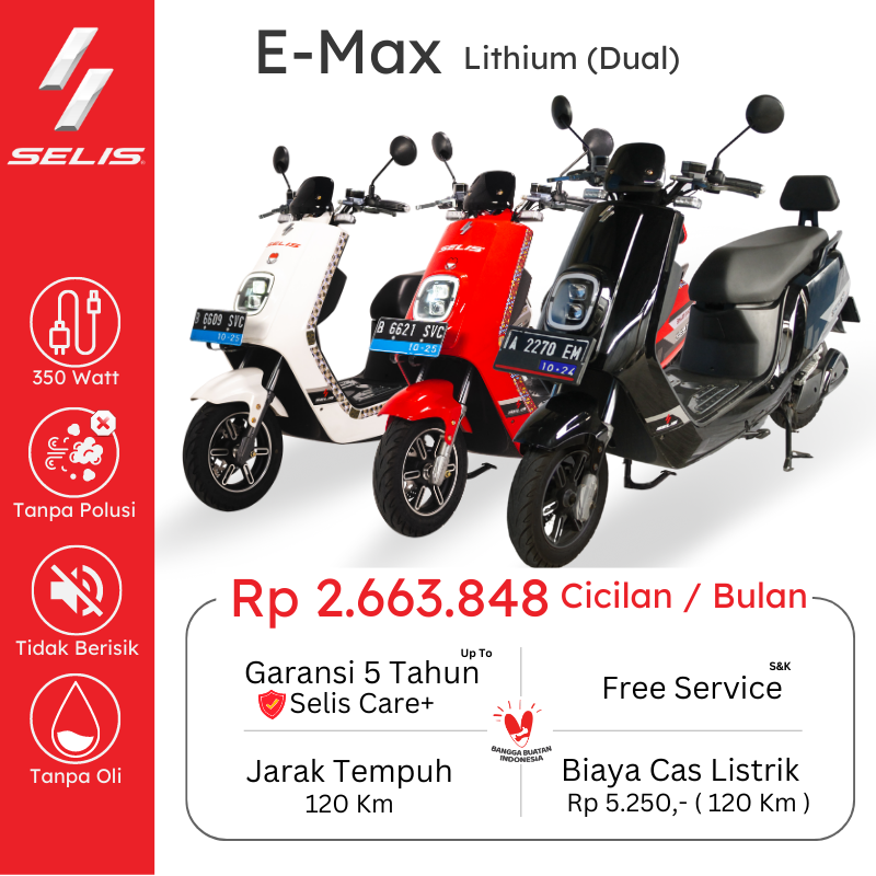 Jual Dual Battery Lithium - Motor listrik Selis tipe E-Max - Off