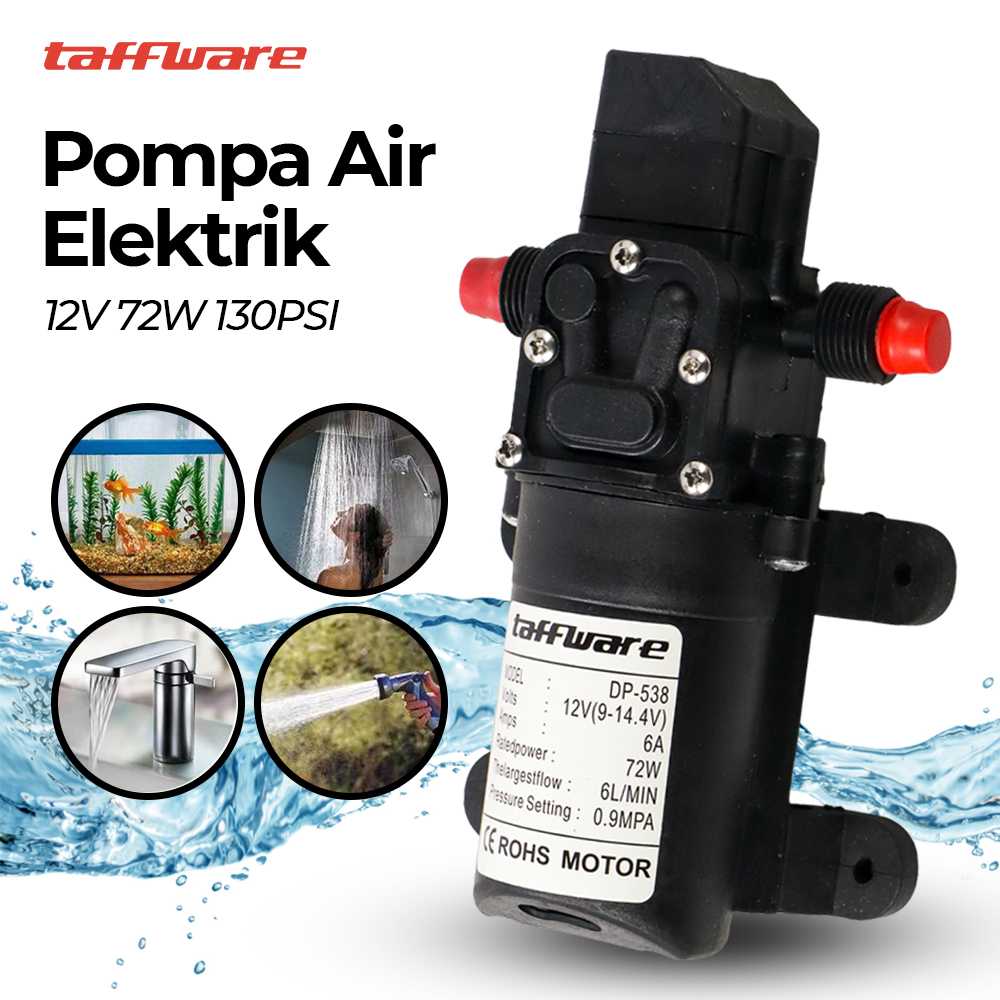 Jual Taffware Pompa Air Elektrik Diaphragm Pump 12V 72W 130 PSI