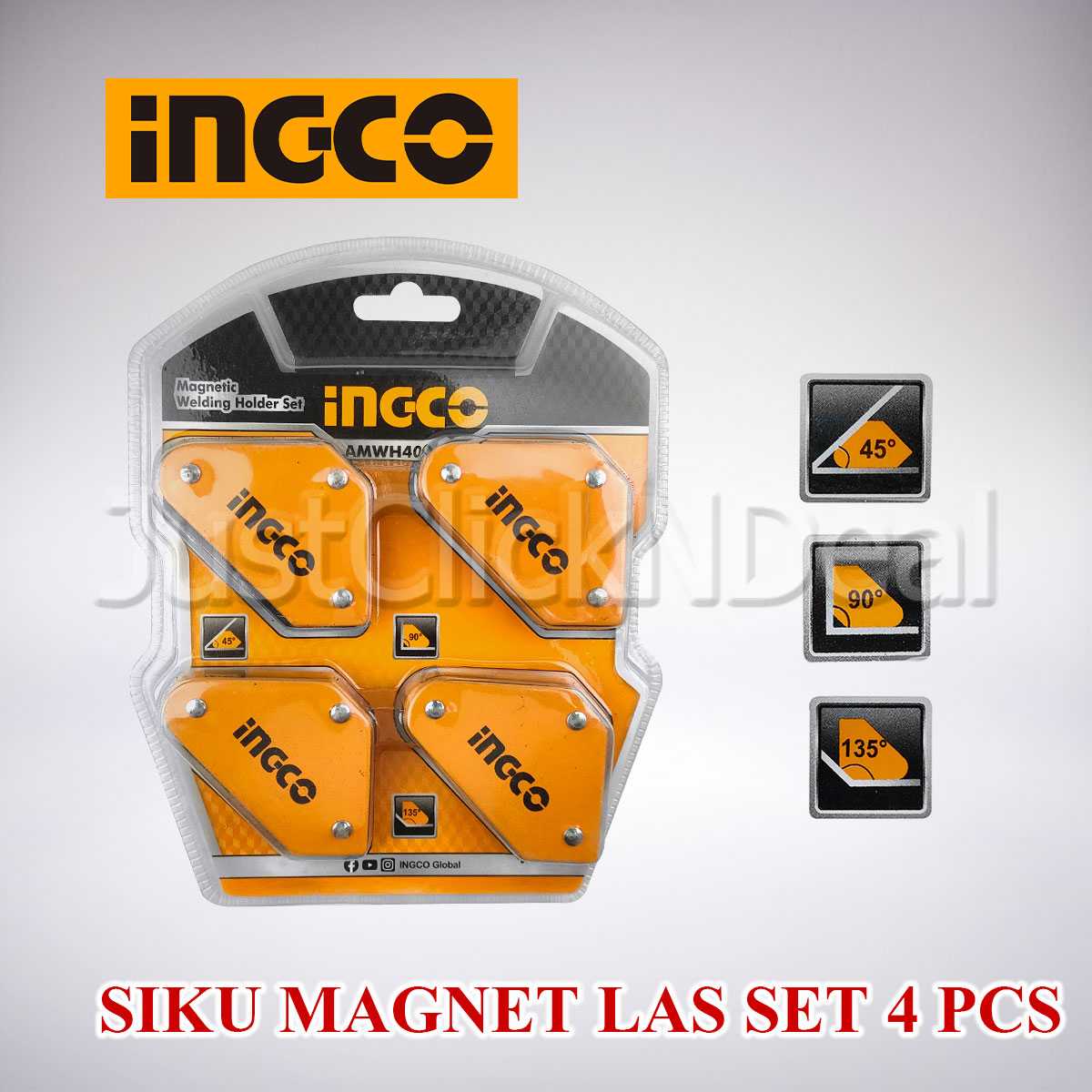 Jual Ingco Siku Magnet Las Set 4 buah Mini Magnetic Welding