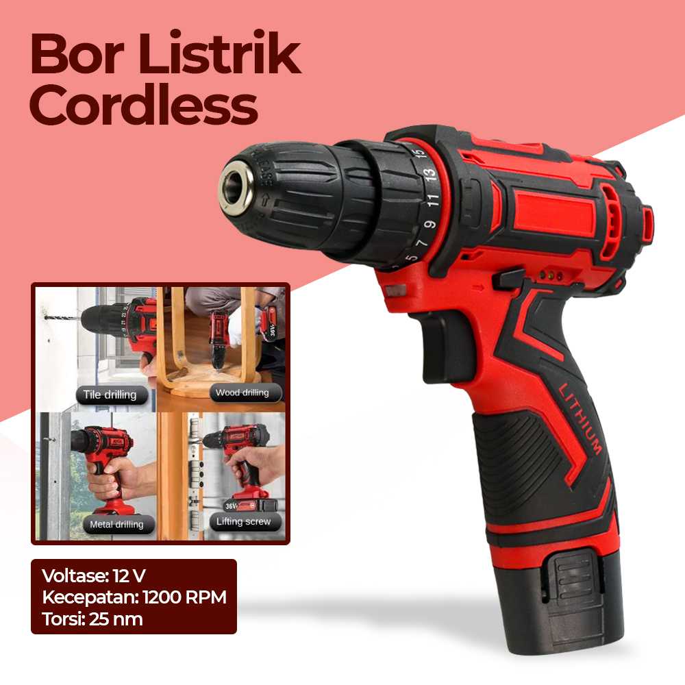 Jual Taffware Bor Listrik Cordless Lithium Battery Electric