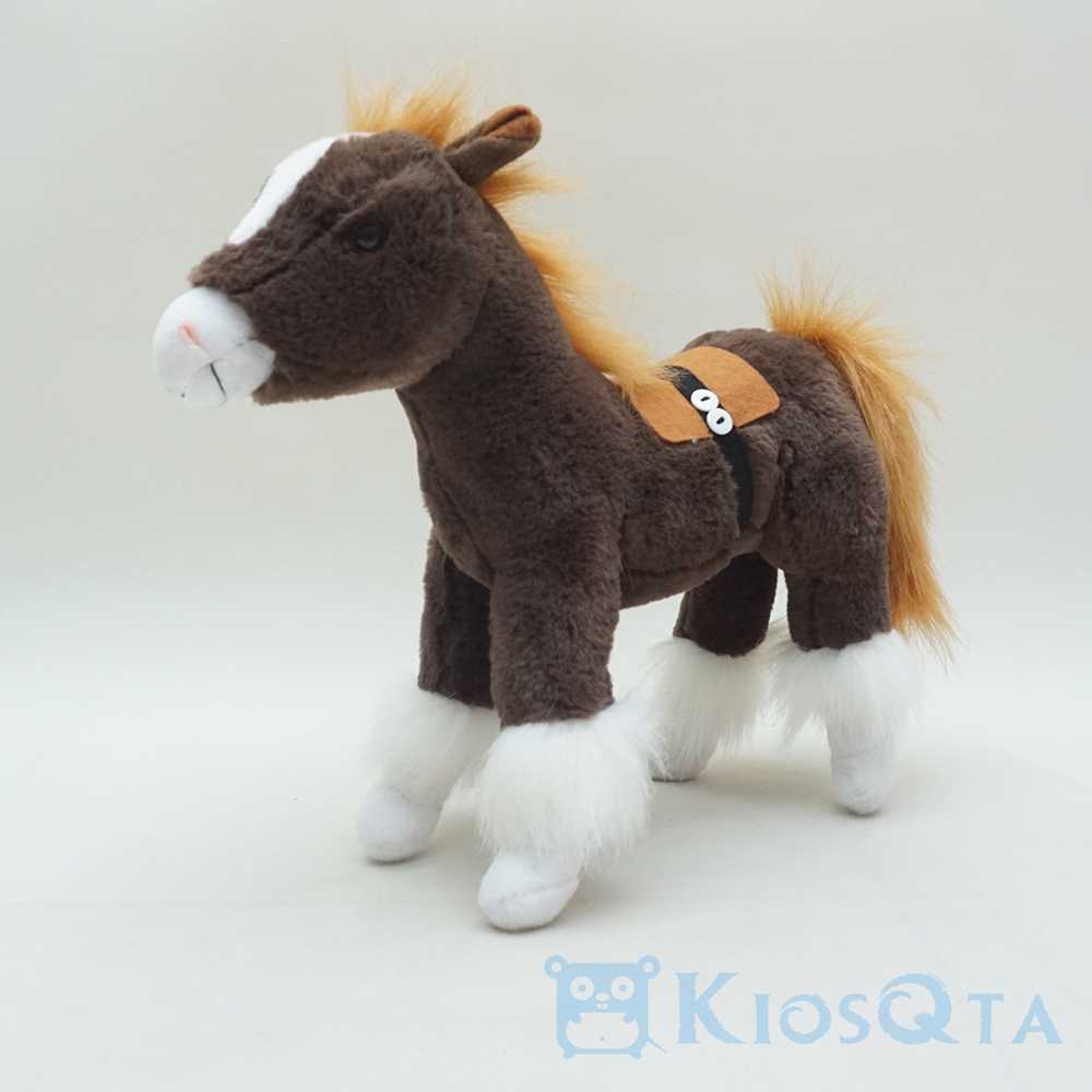 Jual boneka kuda coklat tua kaki putih pelana cute horse medium