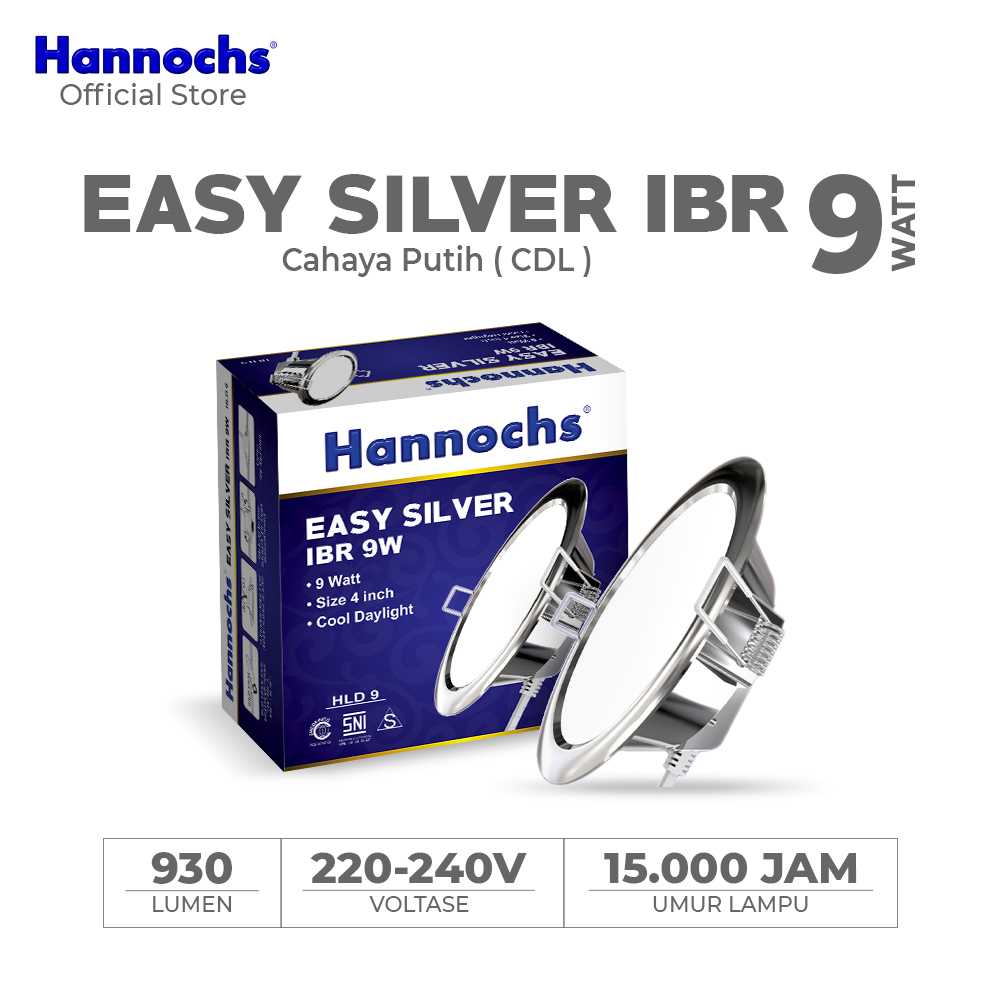 Jual Hannochs Downlight LED Easy Silver 9W IBR CDL - Cahaya Putih