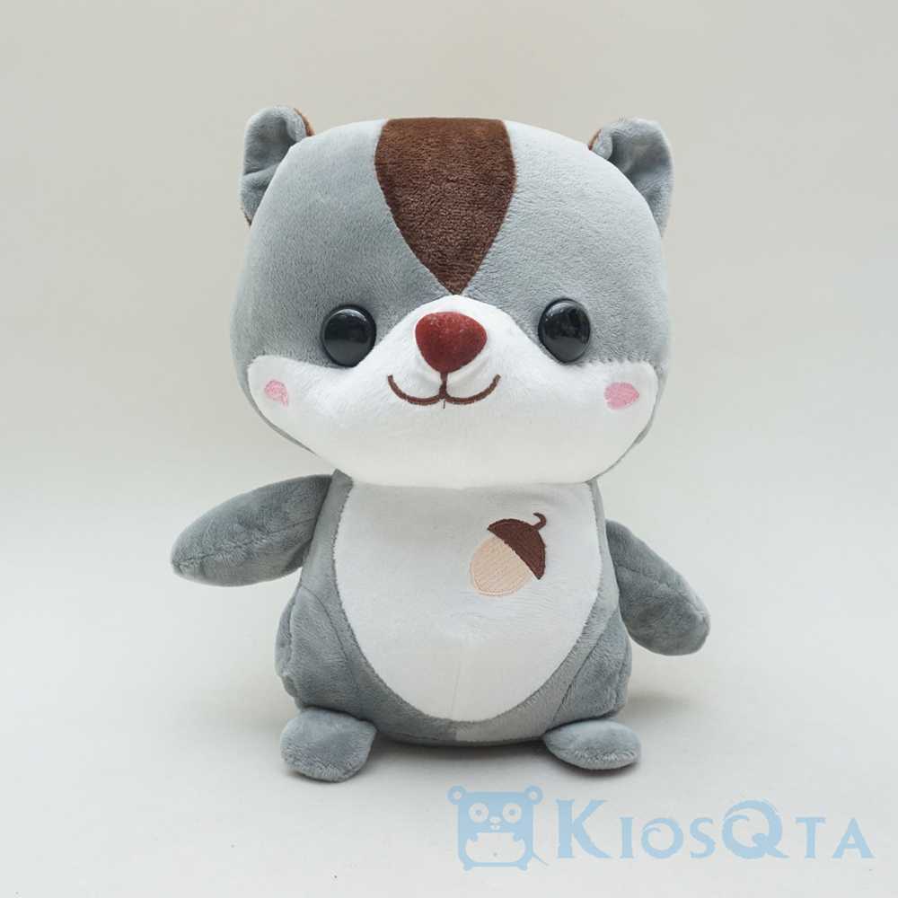 Jual boneka tupai cute squirrel abu abu ukuran medium FEB