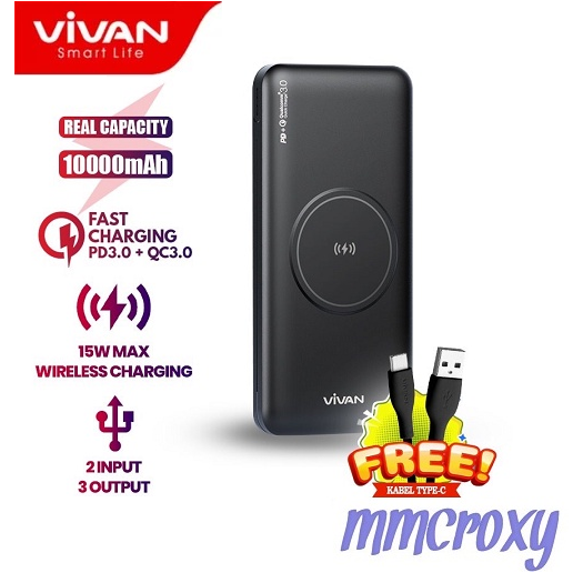 Jual Vivan VPB-W11 Powerbank Wireless 10000mAh 3 Output Fast
