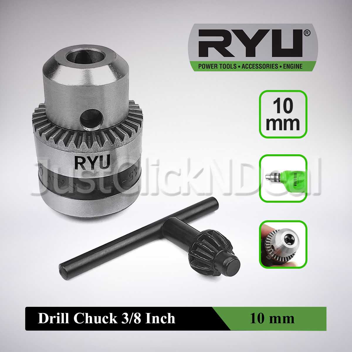 Jual RYU Kunci dan Kepala Mesin Bor 3/8 Inch 10 - 13 mm Drill