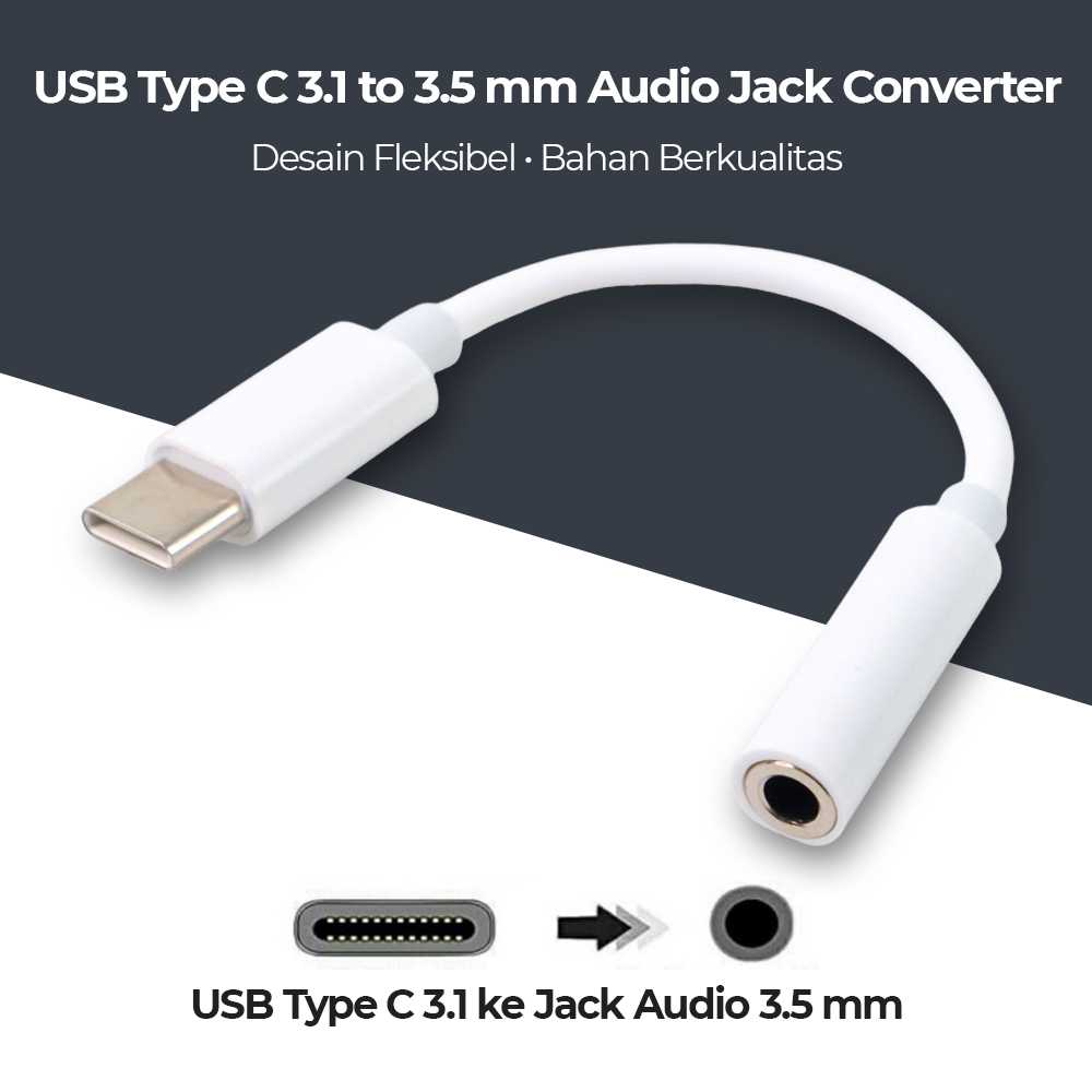 Jual USB Type C 3.1 to 3.5mm Audio Jack Converter 10.5cm - L41