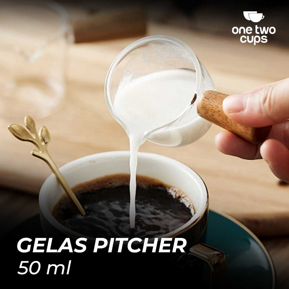 Jual One Two Cups Gelas Milk Jug Pitcher Handle Kayu Kopi Latte