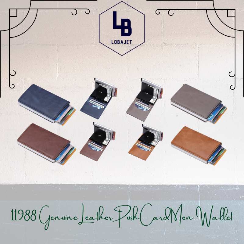 Jual 11988 Genuine Leather Push Card Men Wallet | Jakmall.com