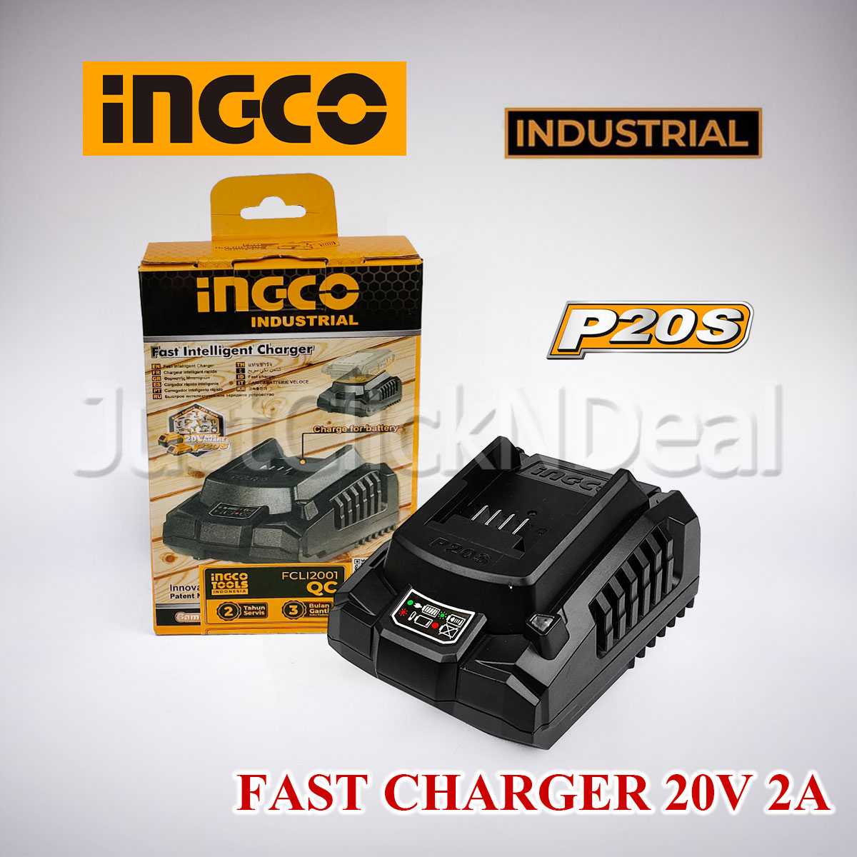 Jual Ingco Fast Intelligent Charger 20V 2A Baterai Cordless P20S