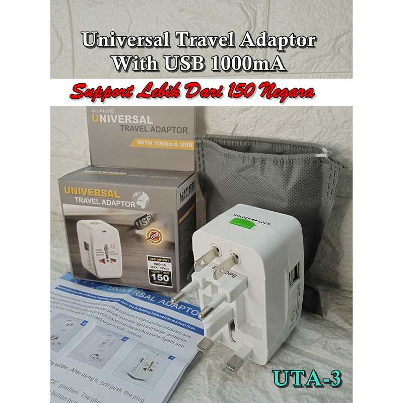 Jual Mediatech Travel Adaptor ( Colokan Steker ) USB Output UTA 3