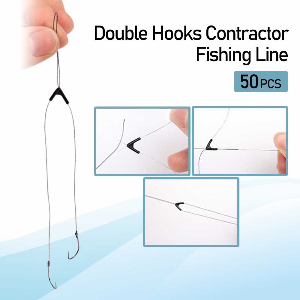 Jual Double Hooks Contractor Fishing Line Kail Pancing 50 PCS