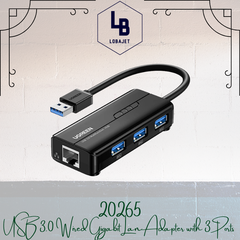 Jual UGREEN 20265 USB 3.0 Wired Gigabit Lan Adapter with 3 Ports