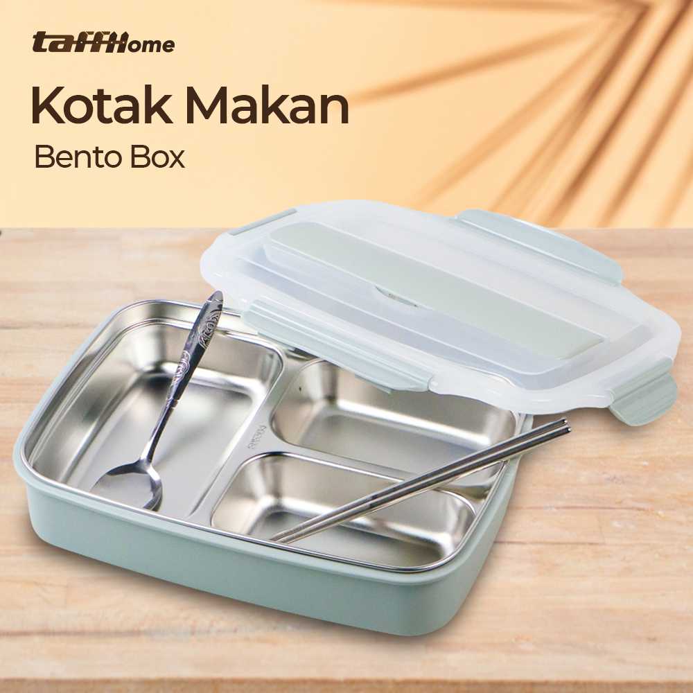 Jual TaffHOME Life Kotak Makan Anti Tumpah Lunch Box 3 Grid 1.5L
