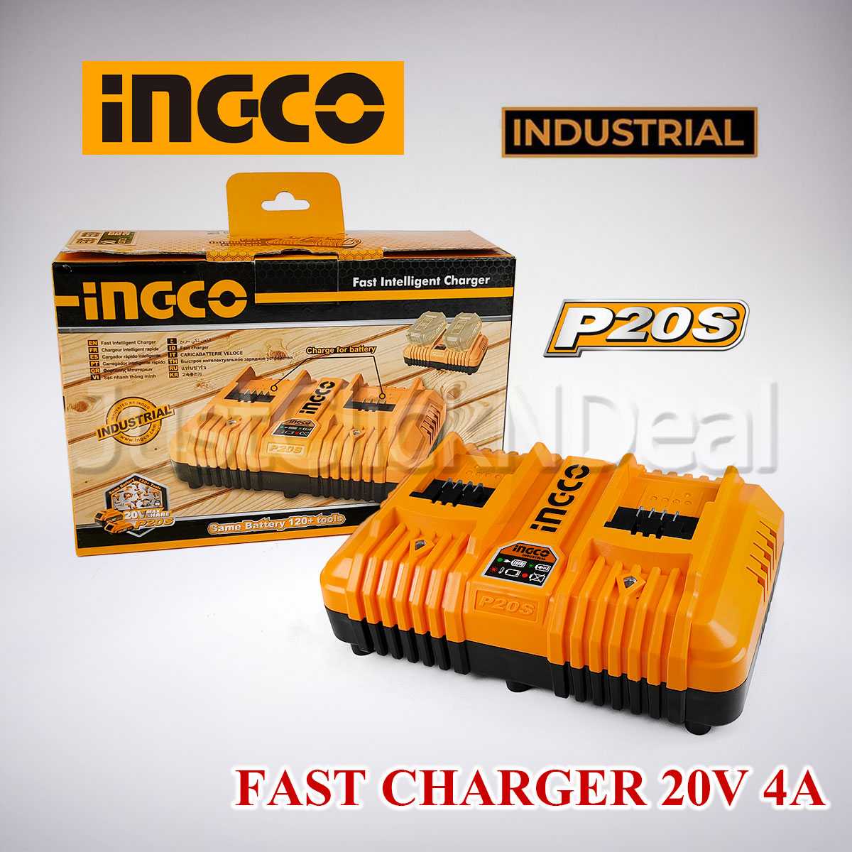 Jual Ingco Fast Charger 20V 4A 2 Slot Baterai Cordless P20S