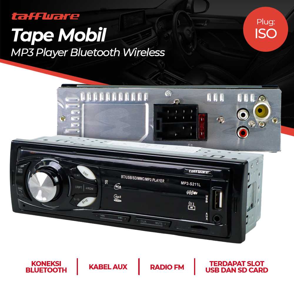 Jual Taffware Tape Mobil Audio MP3 Player Bluetooth 5.0 60W with