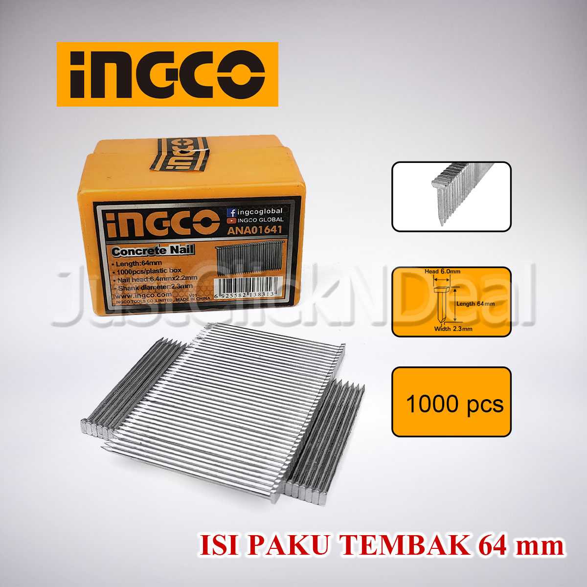 Jual Ingco Paku Tembak Beton 18 25 32 38 50 64 mm Concrete Nail