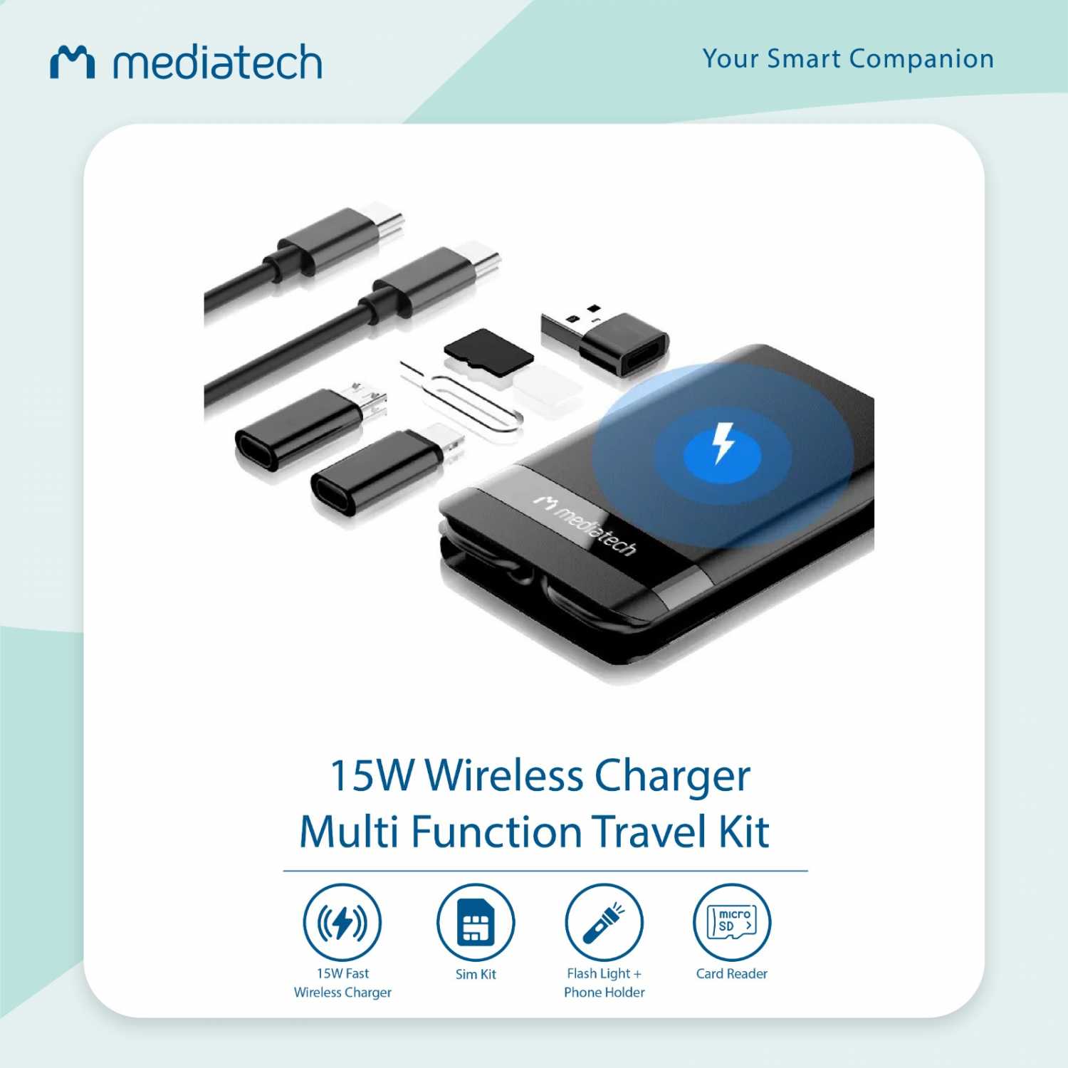 Jual Mediatech Travel Kit 15W Wireless Charger Multi Function