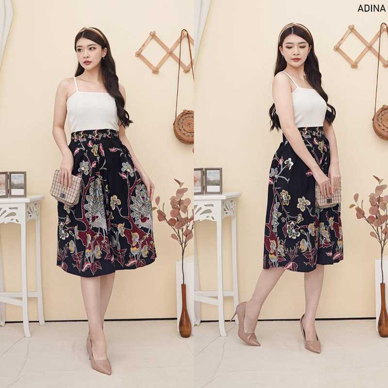 Jual Adina Rok Batik Wanita Selutut Bawahan Batik Rok Cewek