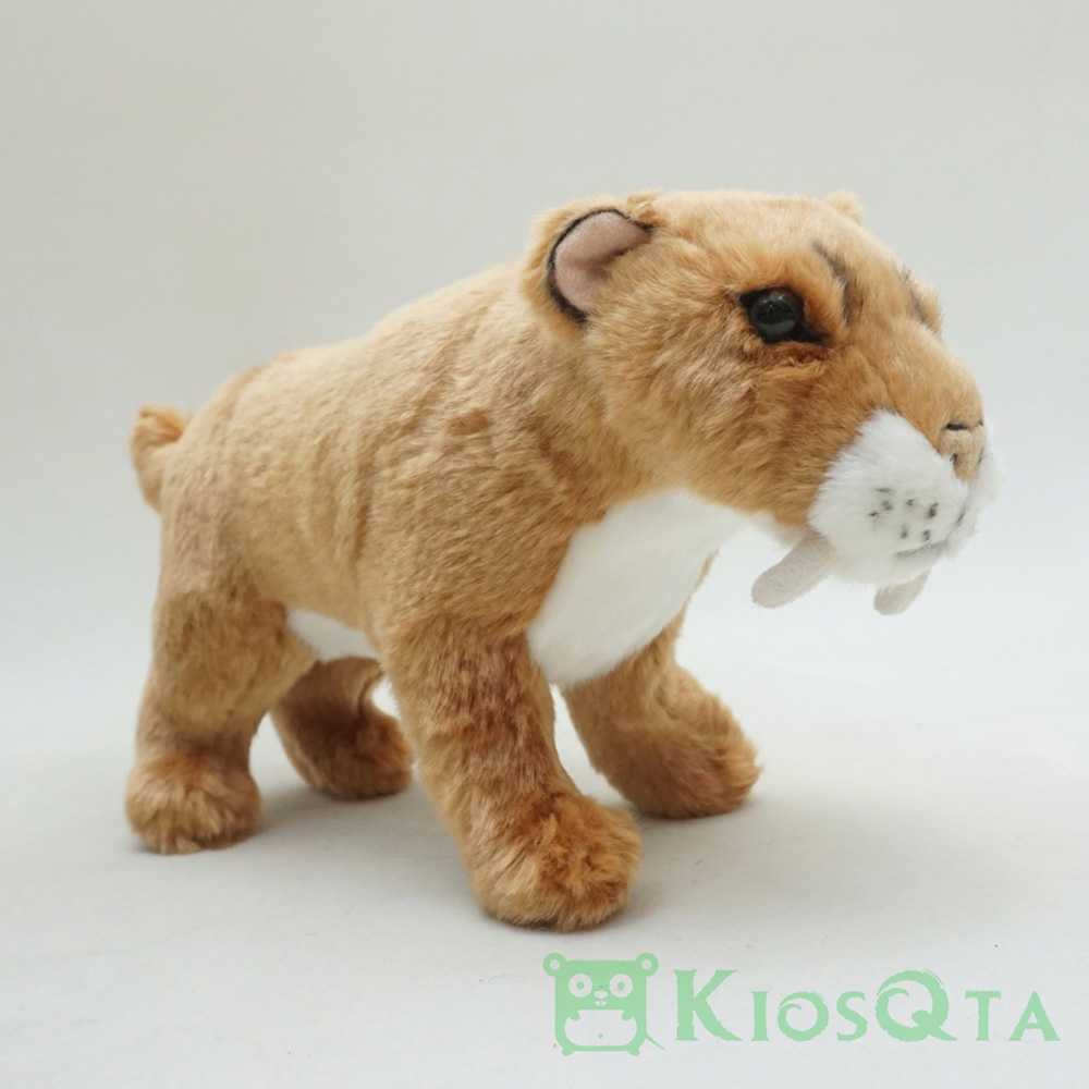 Jual boneka macan harimau sabertooth taring panjang coklat