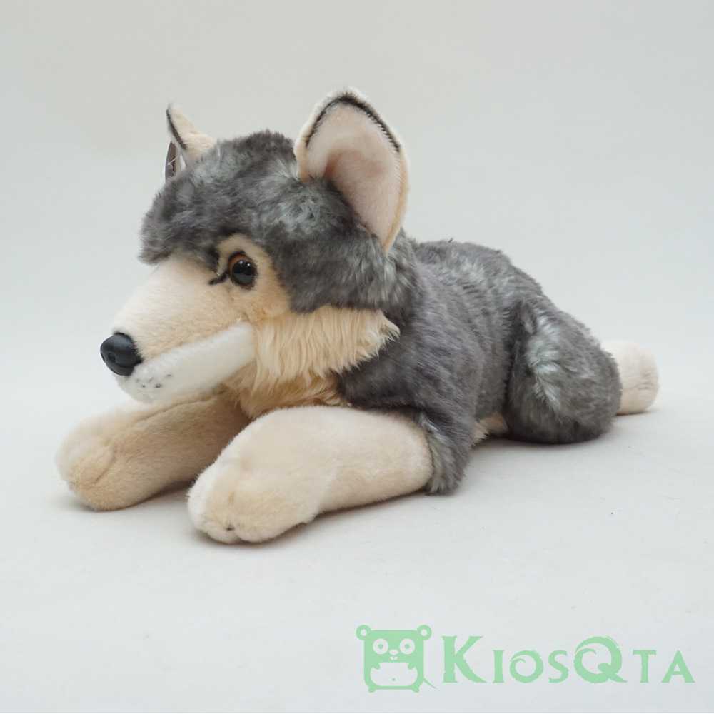 Jual boneka serigala abu abu lying wolf grey large AP 38 | Jakmall.com