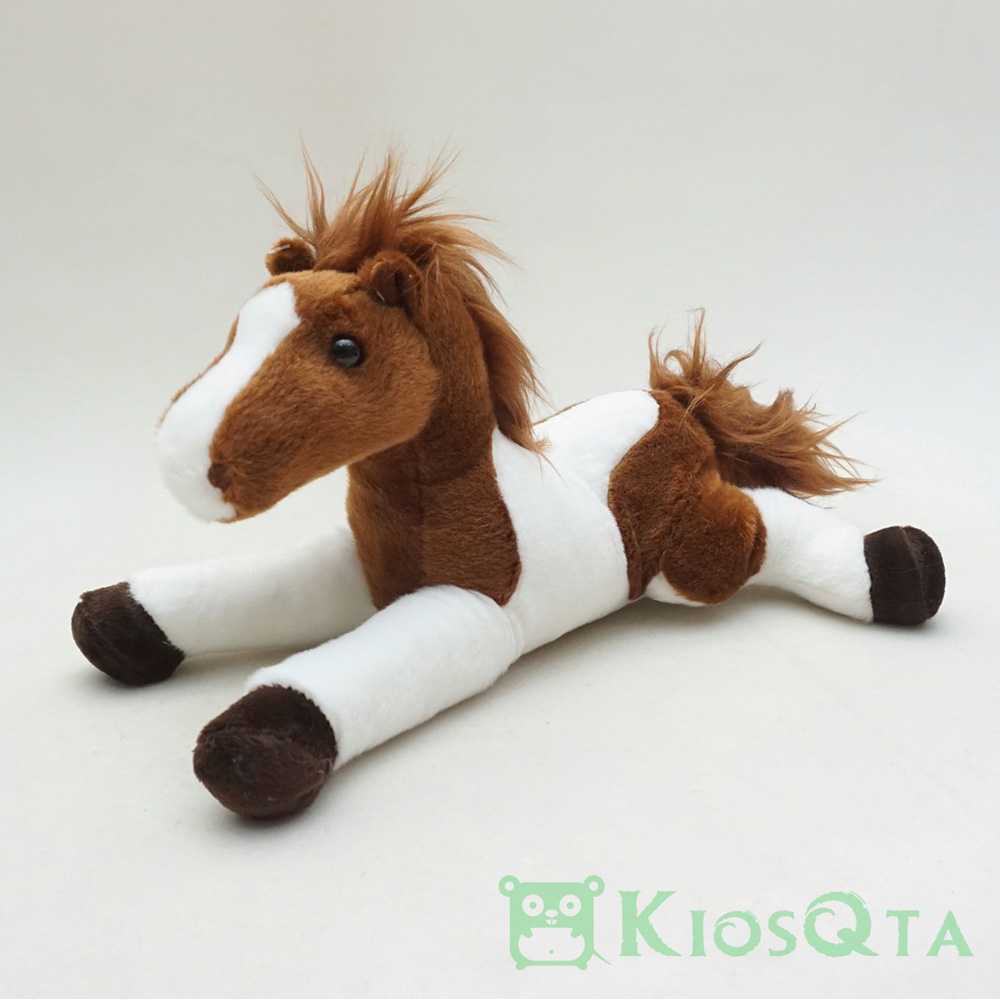 Jual boneka kuda tiarap coklat tua putih hitam cute horse medium