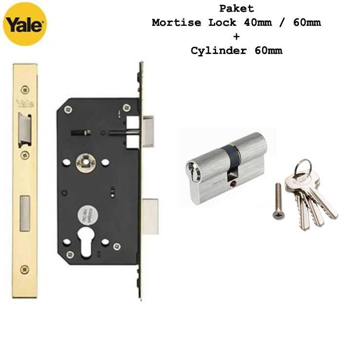 Jual Paket Yale Mortise Lock 40mm 60mm Euro Profile Cylinder 60mm
