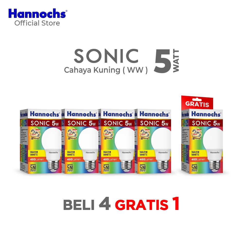 Jual Hannochs Lampu LED Sonic 5 Watt - Cahaya Kuning (Beli 4
