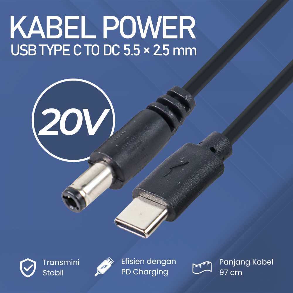 Jual OOTDTY Kabel Power USB Type C to DC 5.5x2.5mm Charger