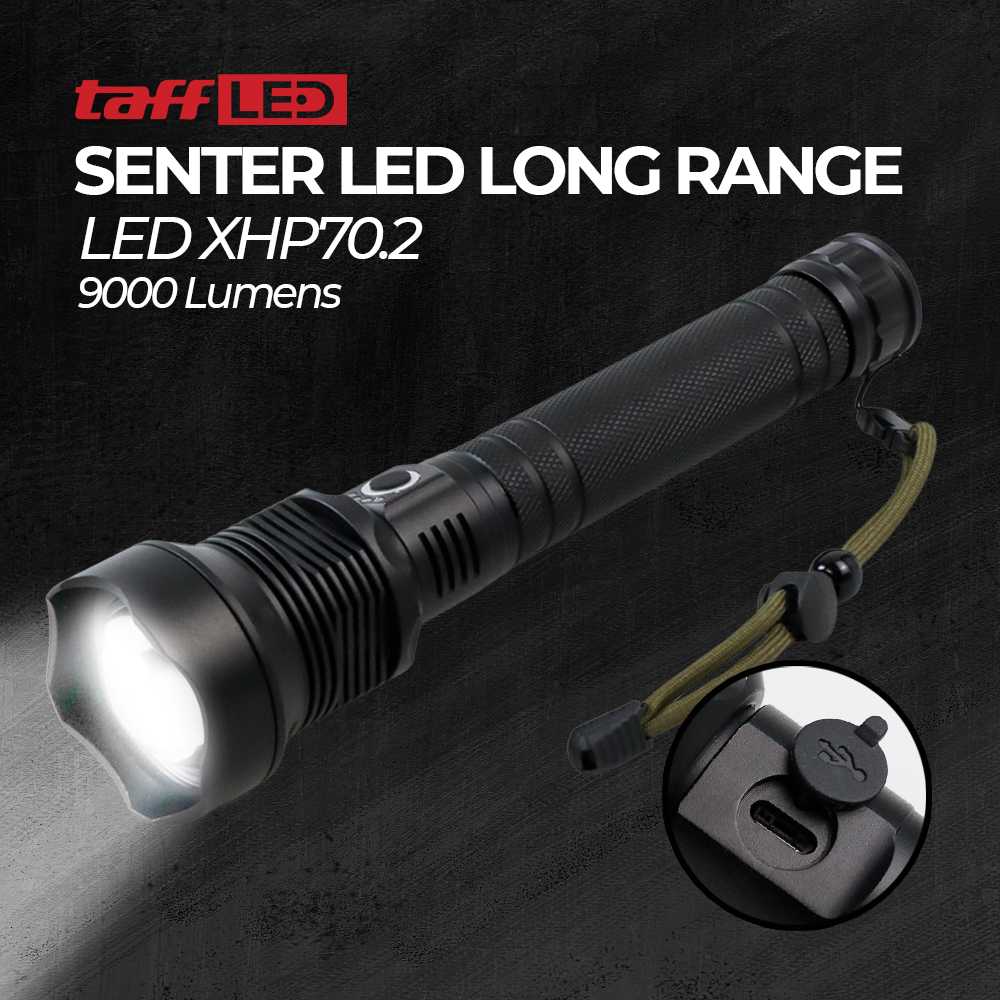 Jual TaffLED Senter LED Long Range Zoom USB Recharge XHP70.2