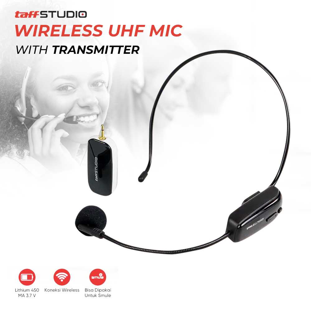 Jual TaffSTUDIO Wireless Microphone UHF Call Center with | Jakmall.com